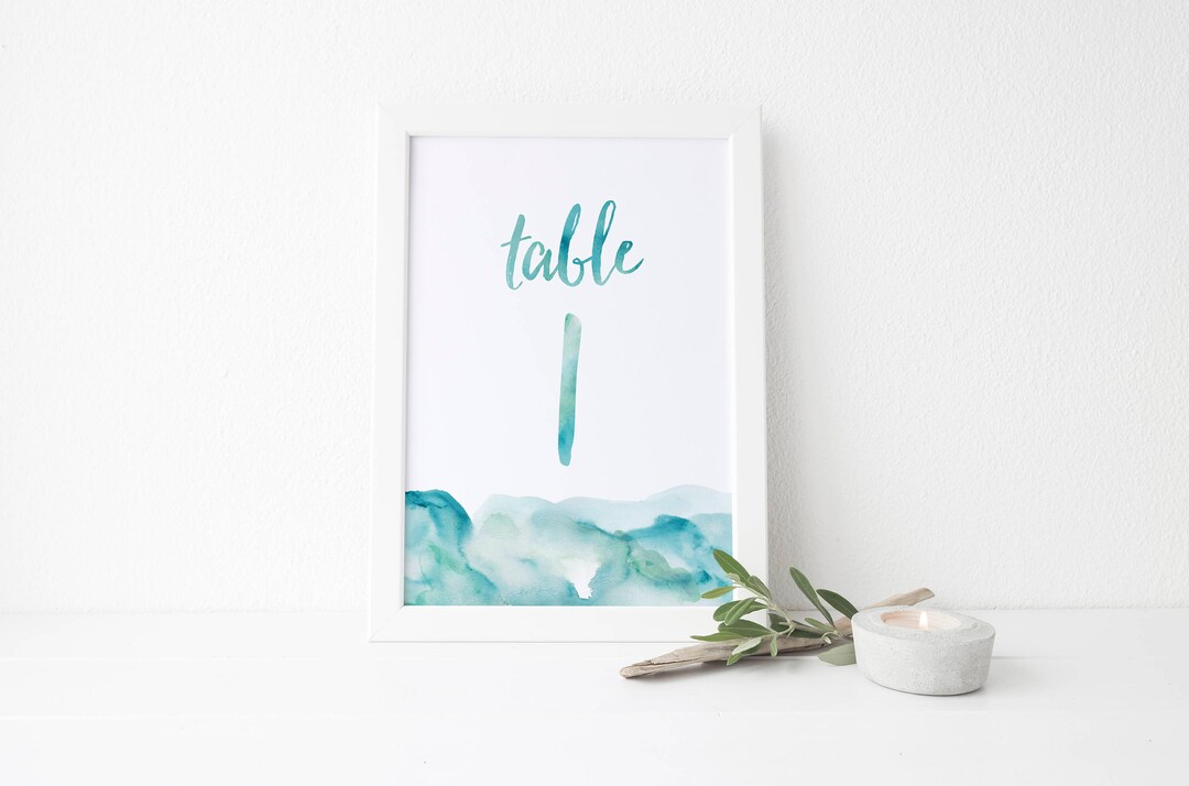 Instant Download Watercolor Ombre Table Numbers / Aqua Watercolor ...