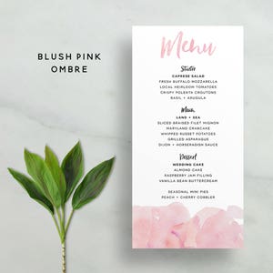 Watercolor Ombre Menus / Watercolor Blue, Aqua, Red, Sand, Pink / Brush ...