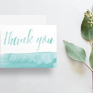 Watercolor Calligraphy Thank You Cards / Ash Slate Blue Cotton Candy ...