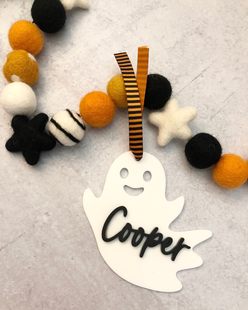 Custom Laser Cut Acrylic Halloween Name Tag // Ghost // - Etsy