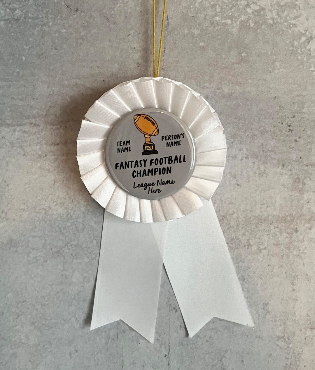 Custom Personalized Award Ribbon // Fantasy Football Champion - Etsy