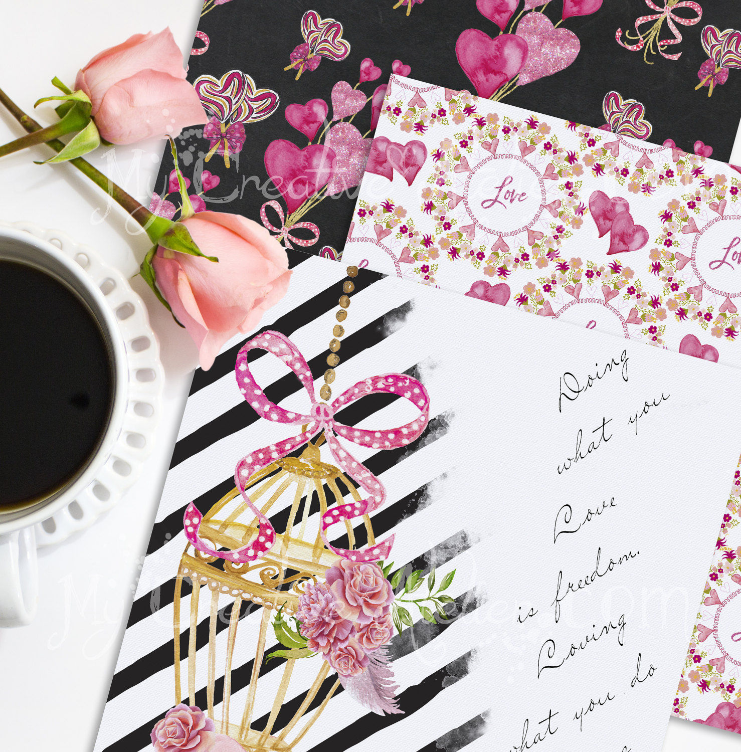 Valentines Digital Paper. Printable Patterns Planner Stickers - Etsy