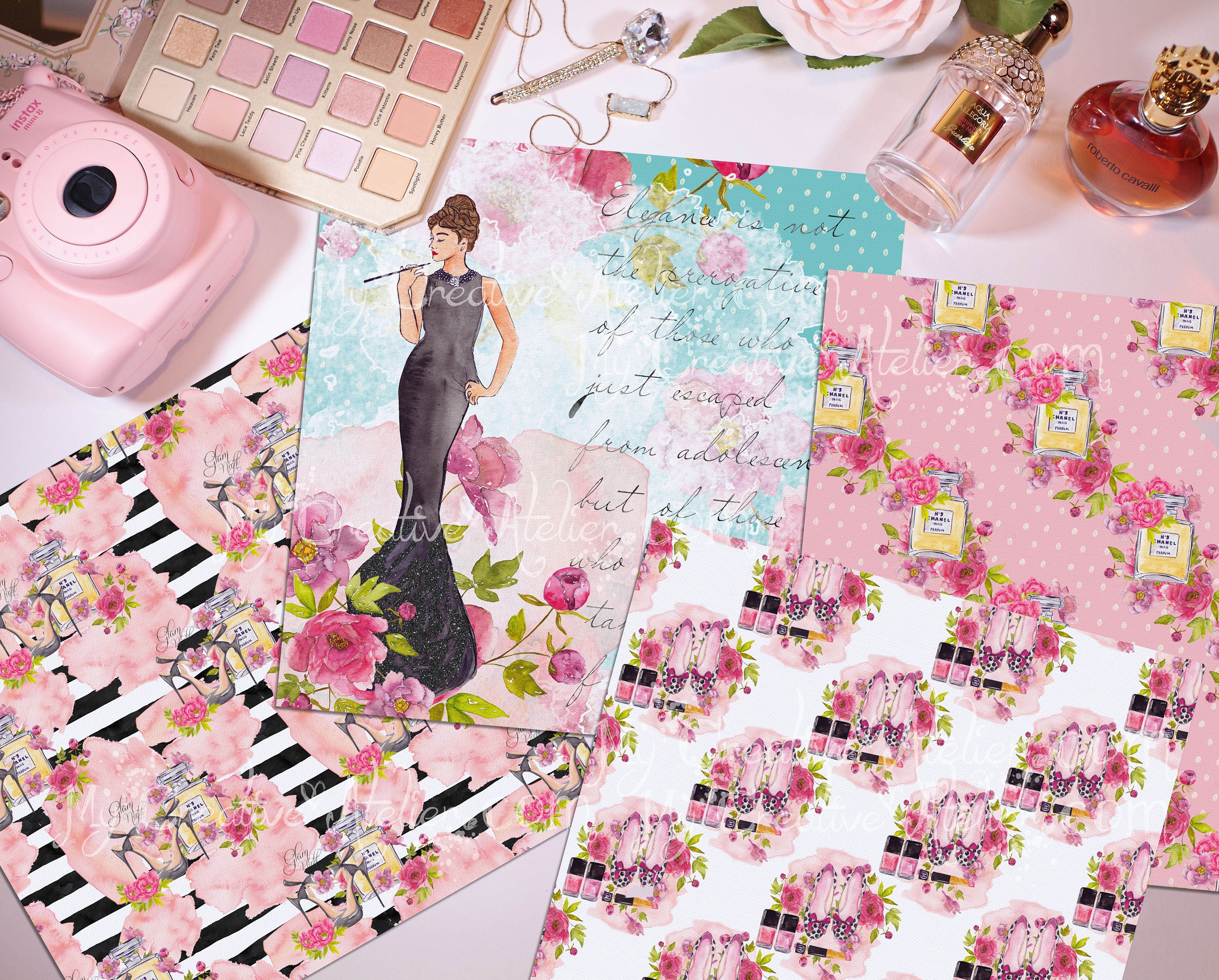 Mixed Media Digital Paper Commercial Use. Planner Stickers Style is ...