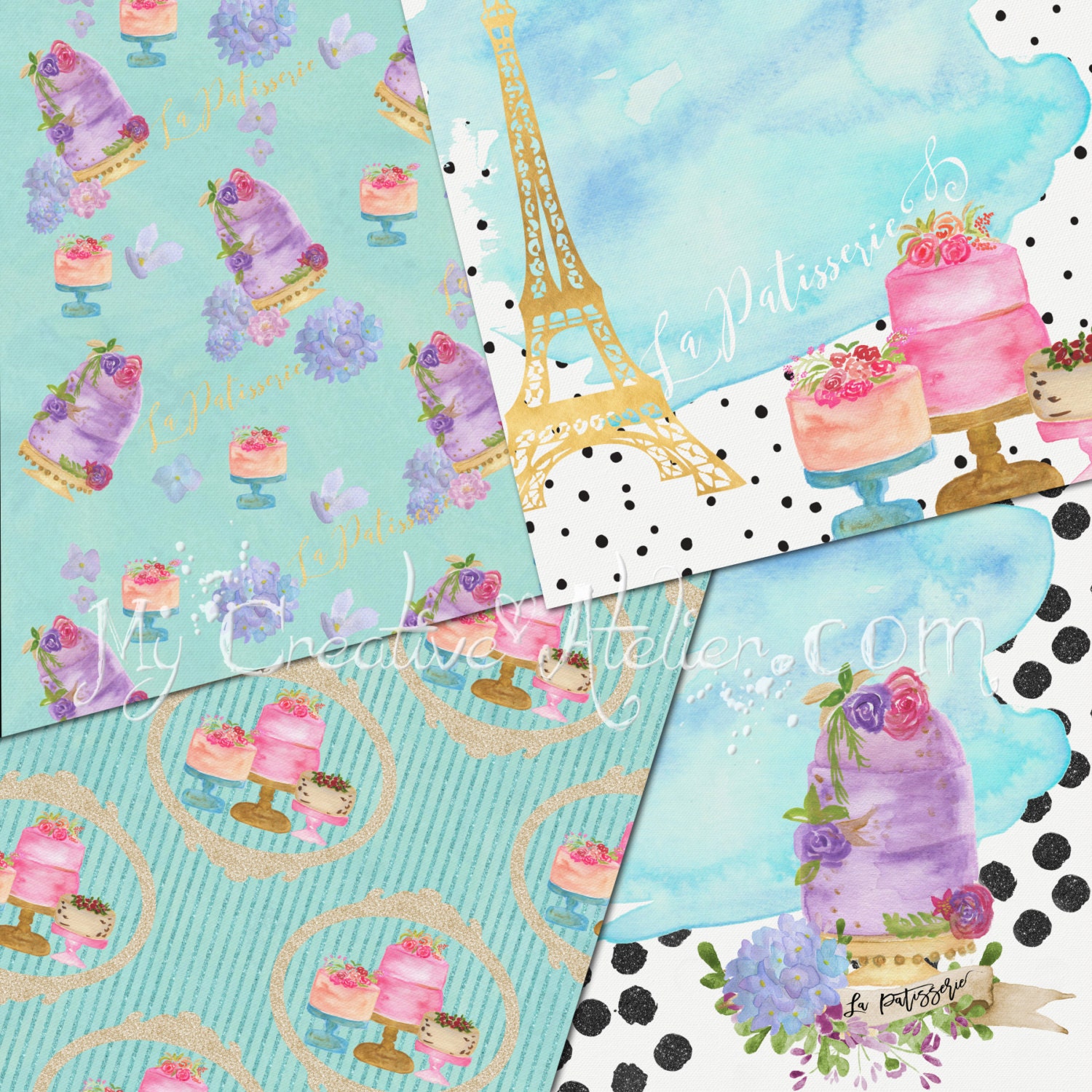 Hand Painted Digital Paper Pattern Printable Planner Stickers - Etsy