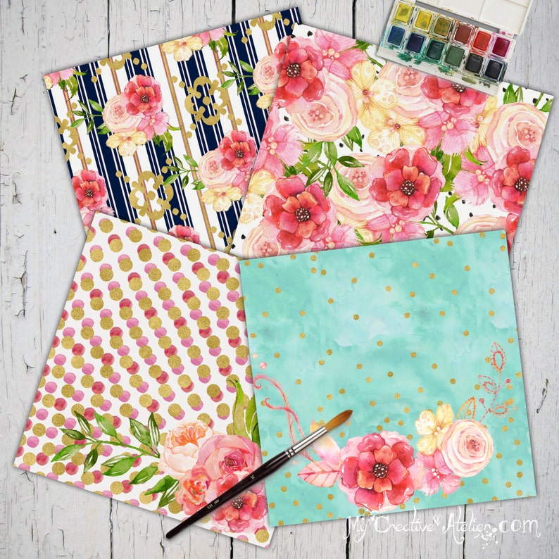 Mixed Media Digital Paper Pack. Printable Bold Designer Paper - Etsy