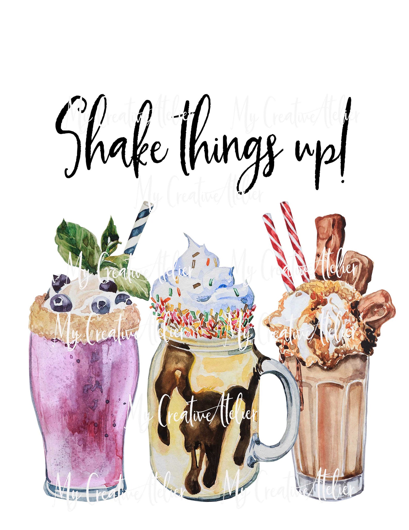 Shake Watercolor Design for Sublimation, Wall Art Decor, Mug, Aprons ...