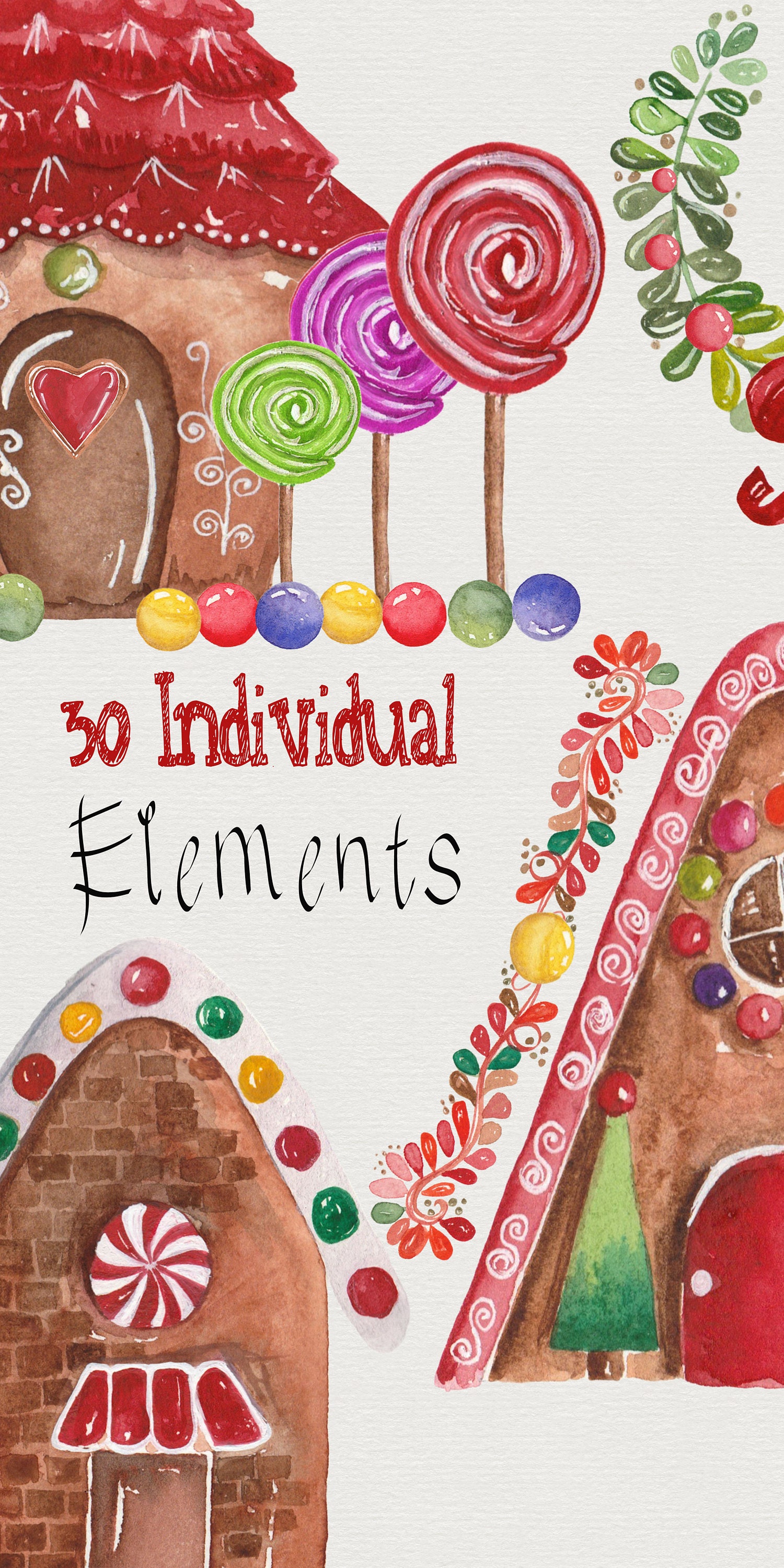 Gingerbread Houses Watercolor Clipart - Etsy
