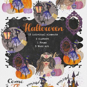 Watercolor Halloween Clipart. Commercial Use - Etsy