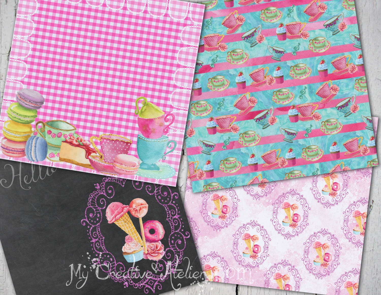 Mixed Media Digital Paper Pack. Printable Pattern for Planner Stickers ...