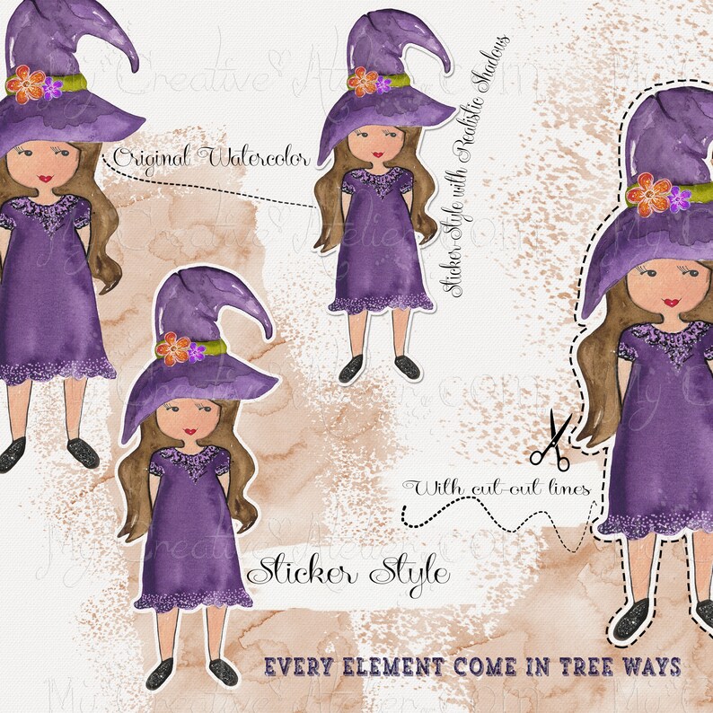 Cute Halloween Watercolor Clip-art Small Commercial Use - Etsy