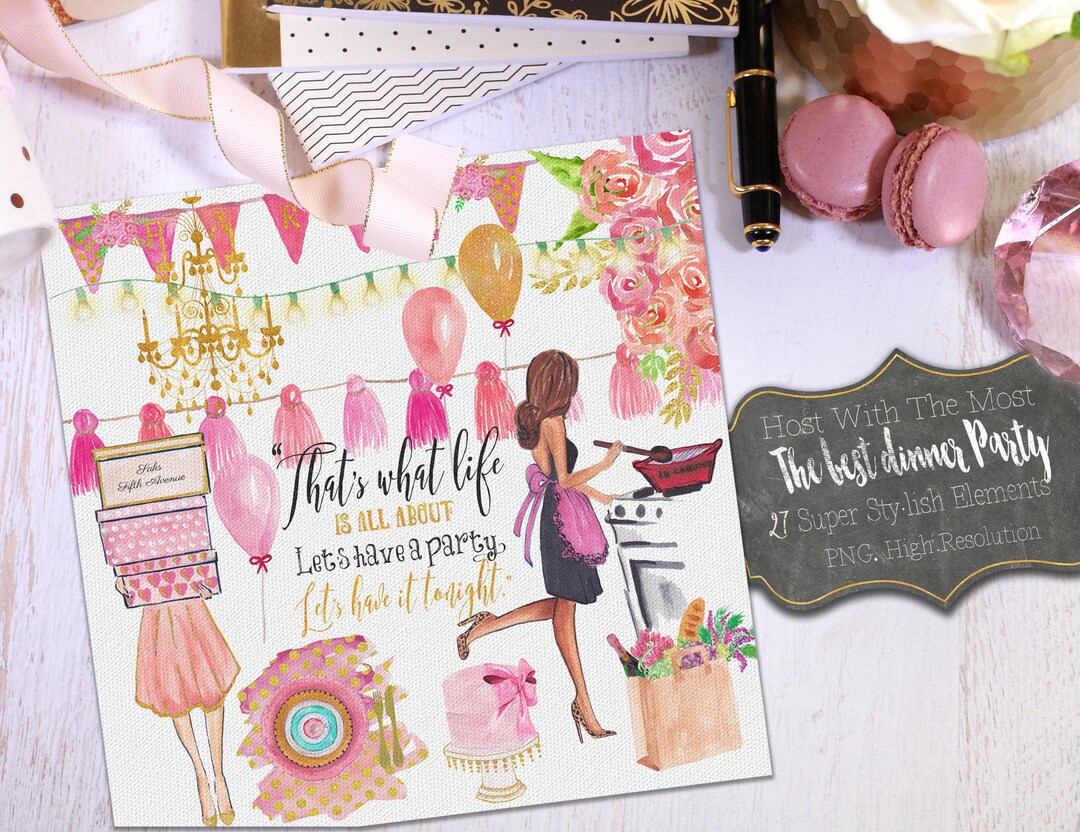 Hand Painted Watercolor Clipart Party Clipart Digital Elements for ...