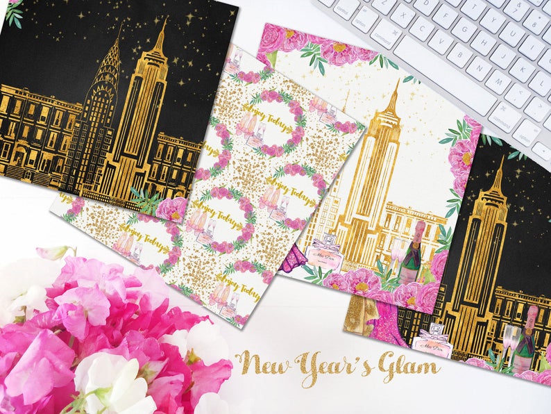 Digital Glam Paper. New Year's Glam - Etsy