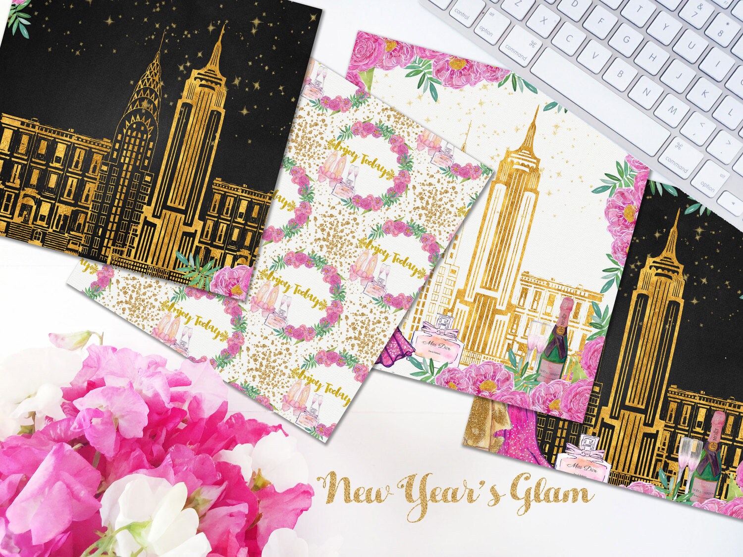 Digital Glam Paper. New Year's Glam - Etsy