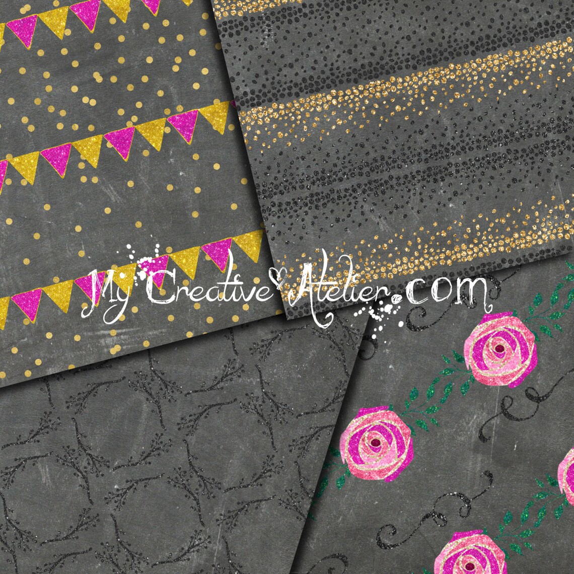 Mixed Media Scrapbook Digital Paper - Etsy