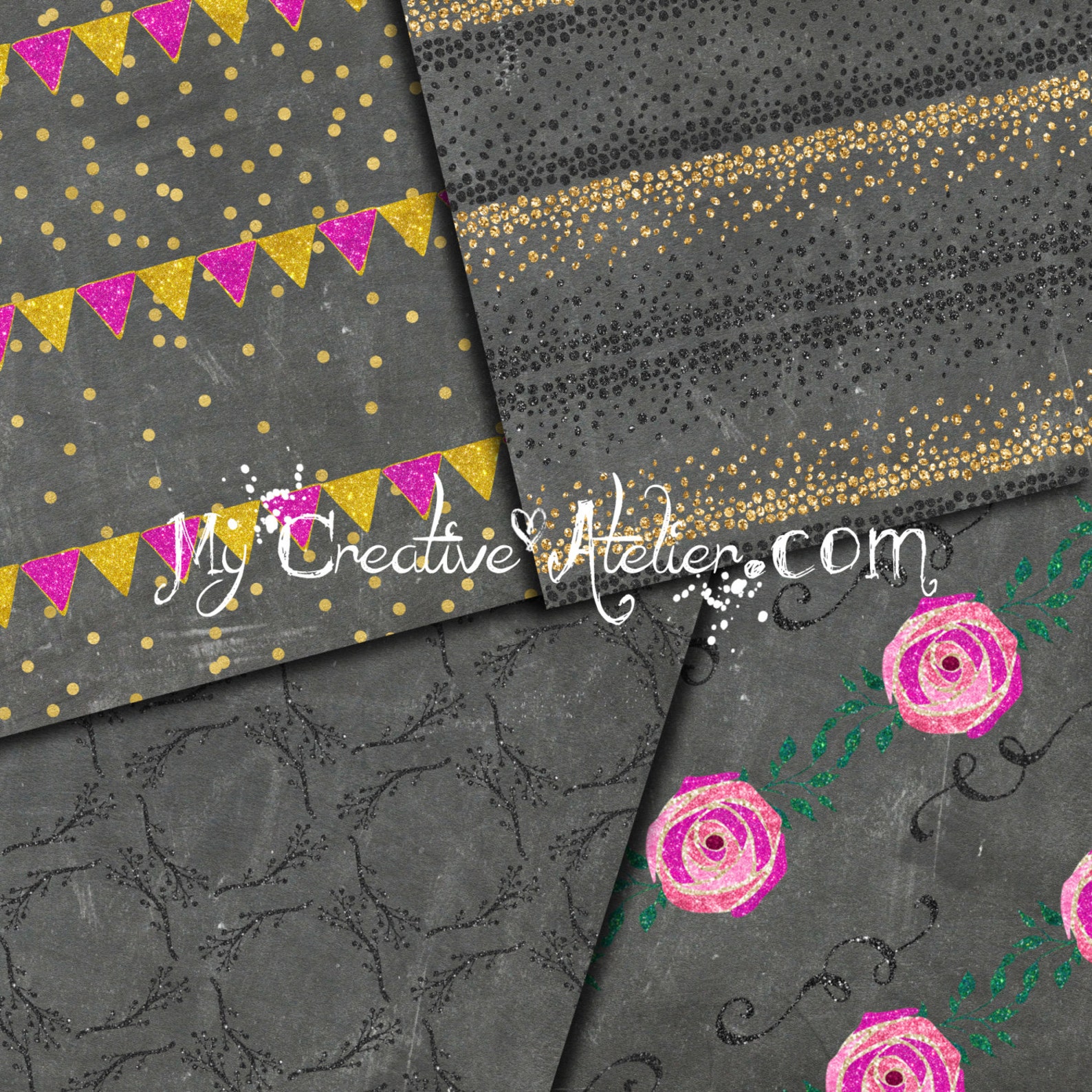 Mixed Media Scrapbook Digital Paper - Etsy