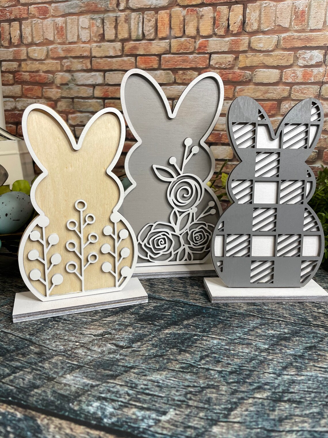 Set of 3 Bunny Shelf Sitters Easter Decor Spring Tiered - Etsy