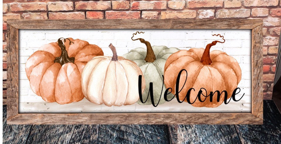 Welcome Pumpkin Wall Decor Fall Decor Farmhouse Decor - Etsy