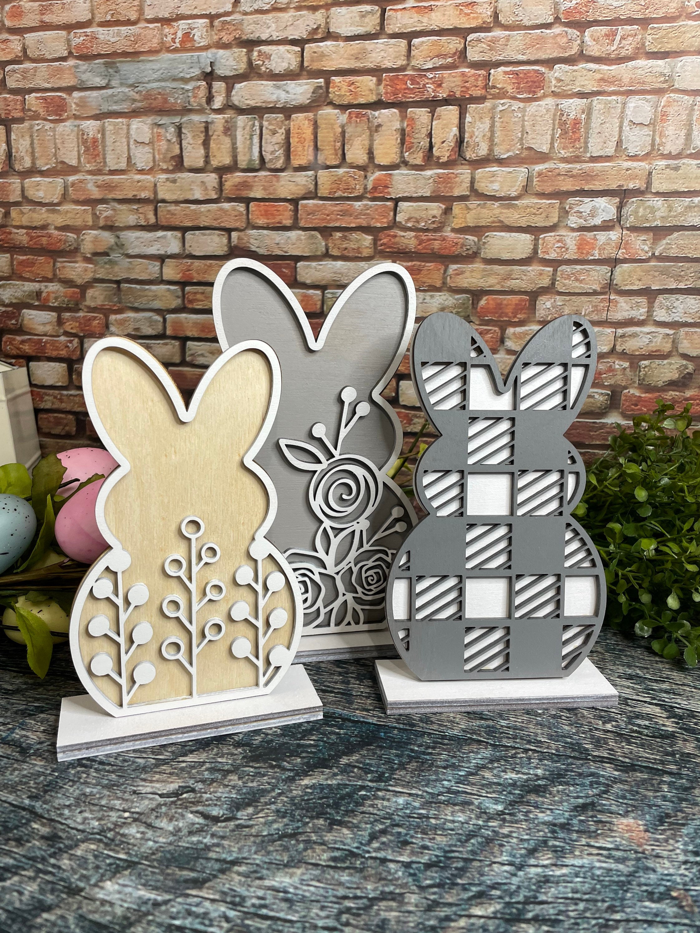 Set of 3 Bunny Shelf Sitters Easter Decor Spring Tiered - Etsy
