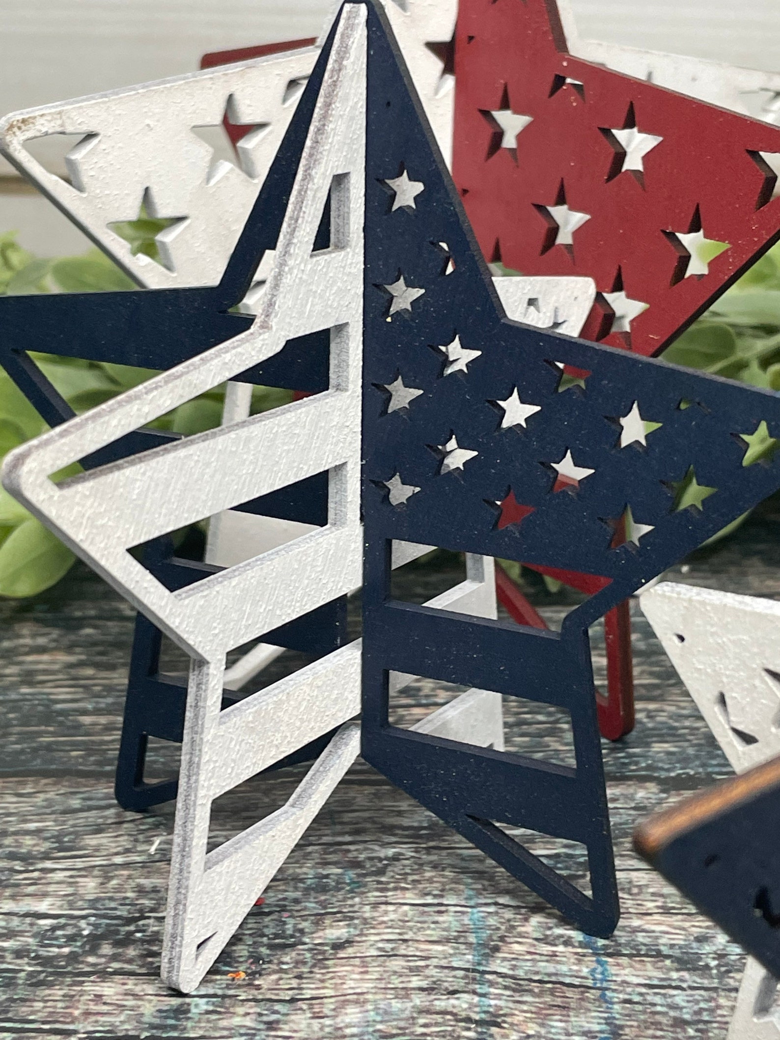 Set of 5 Wood Stars Summer Decor Summer Tiered Tray 4th of - Etsy