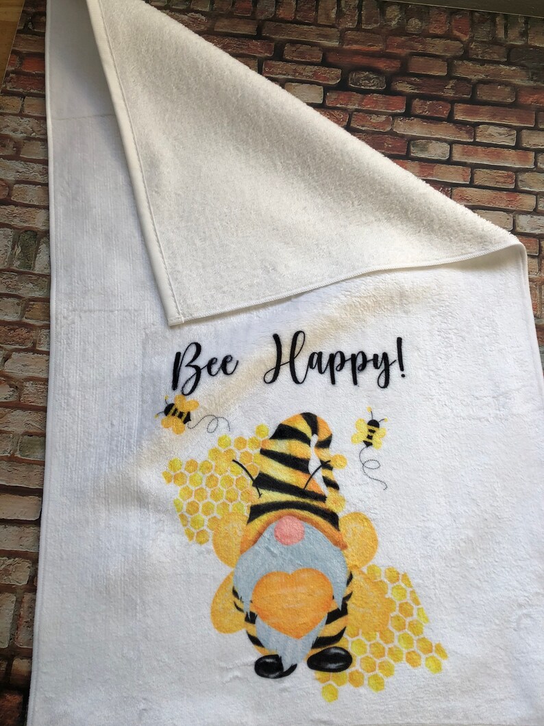 Bee Happy Kitchen Towels Funny Kitchen Towel Hand Towels - Etsy