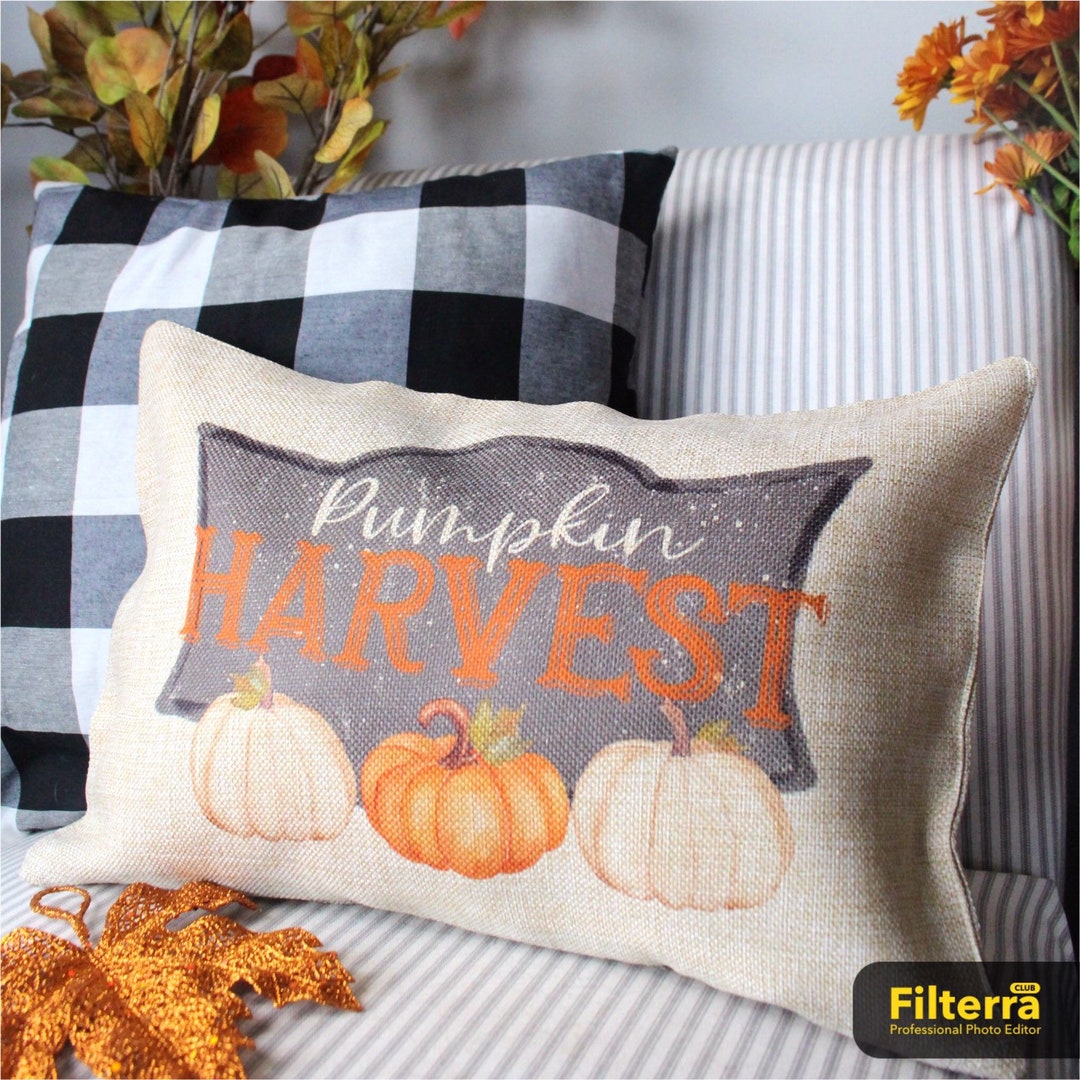 Pumpkin Harvest Pillow, Fall Burlap Pillow Cover, Throw Pillows, Fall ...