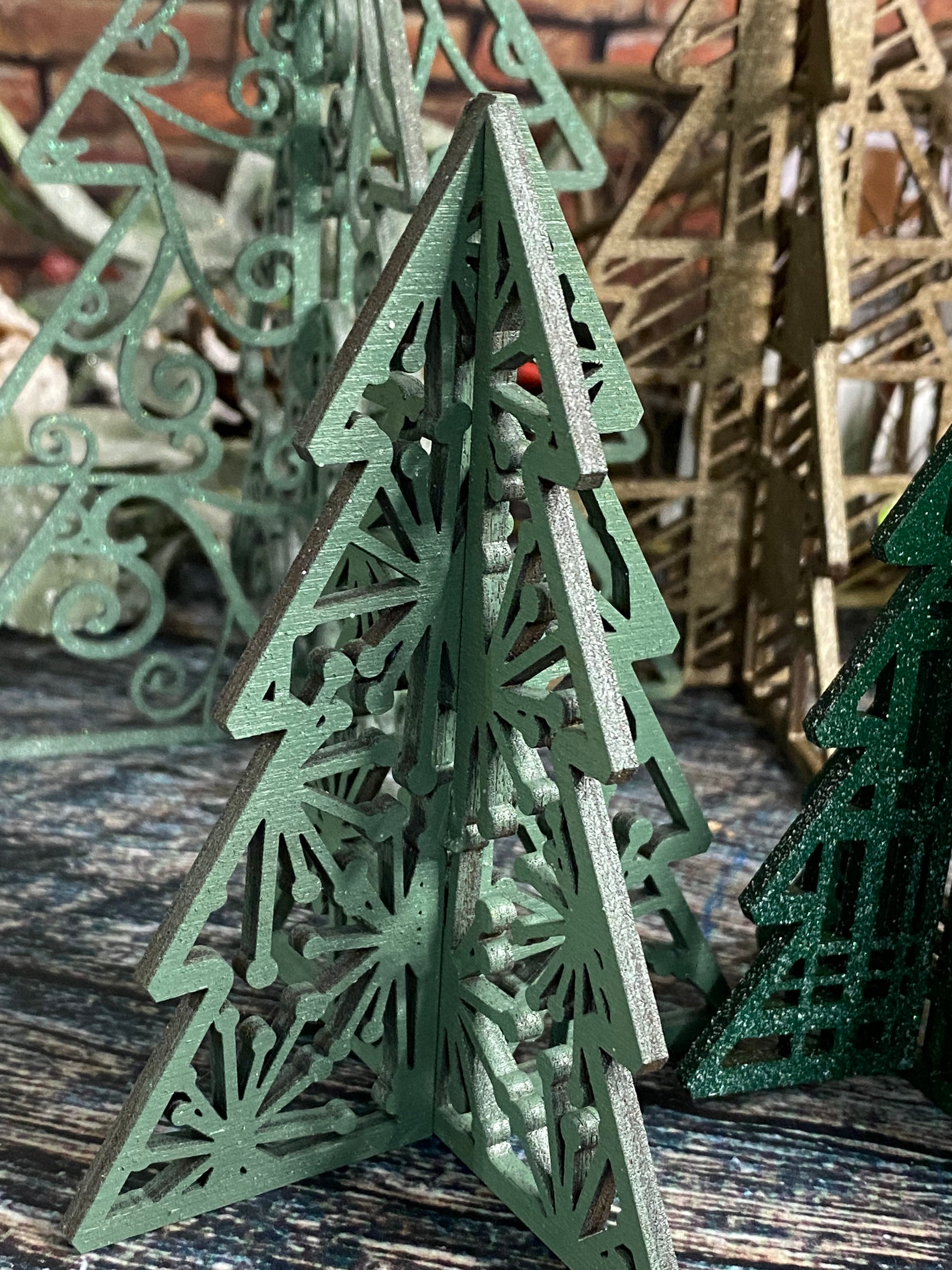 Set of 5 Wood Trees Christmas Decor Christmas Tiered Tray - Etsy