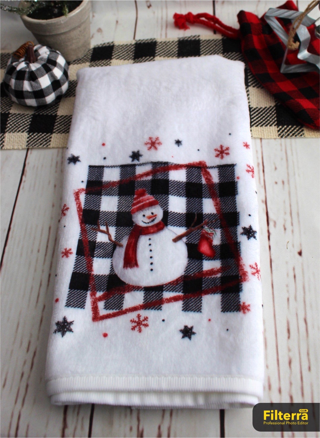 Snowman Christmas Towel, Christmas Kitchen Towels, Red Snowman Towels ...