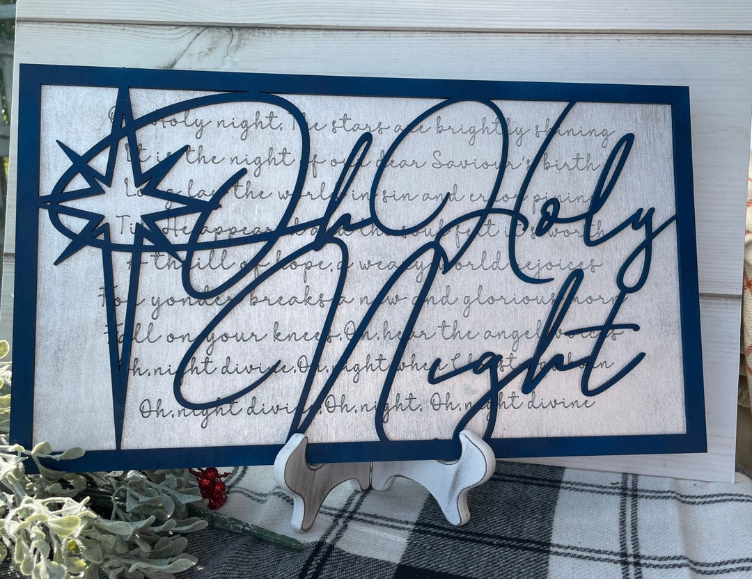 Oh Holy Night Sign, Christmas Signs, Christmas Mantel Decor, Christmas ...