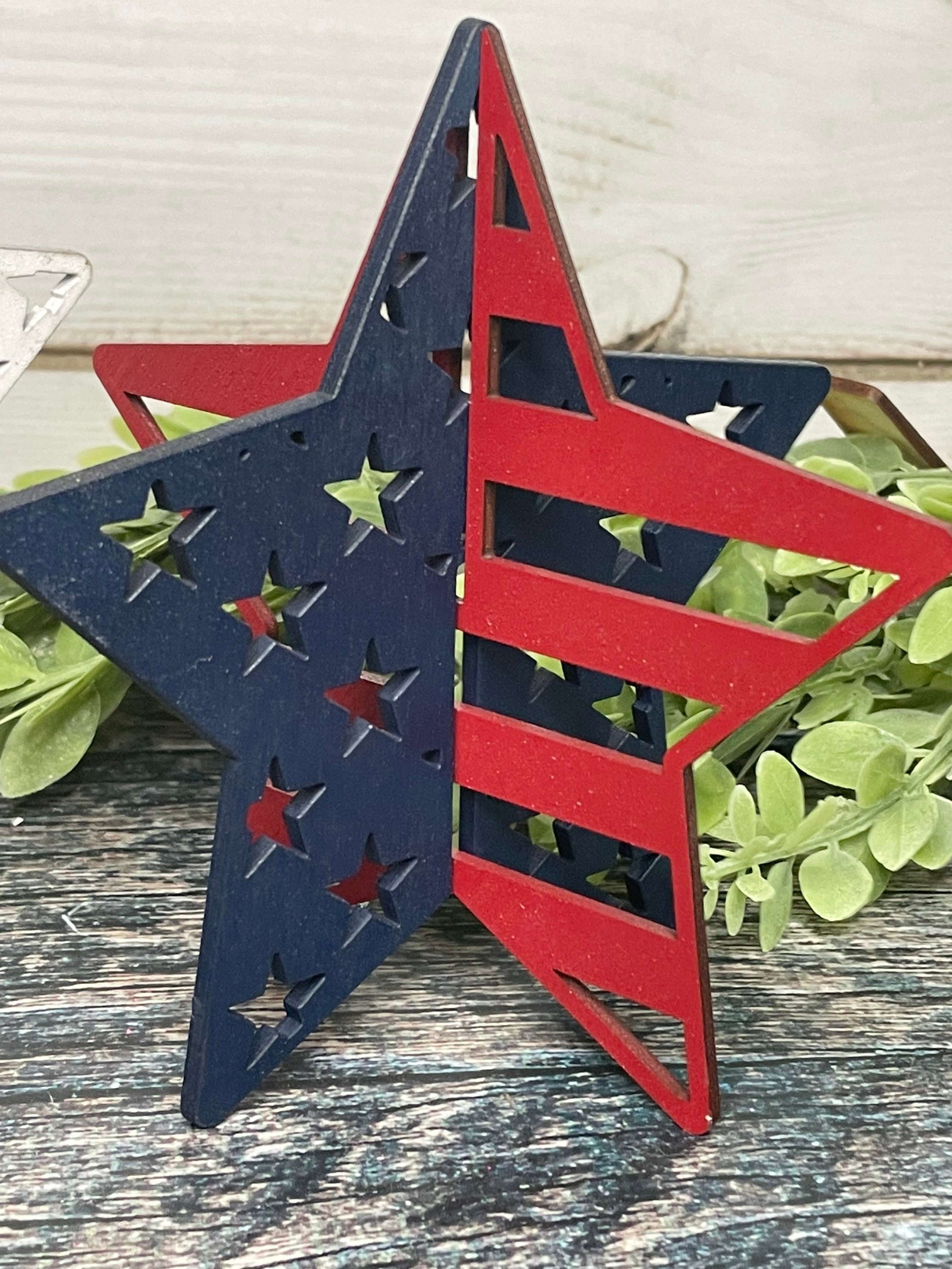 Set of 5 Wood Stars Summer Decor Summer Tiered Tray 4th of - Etsy