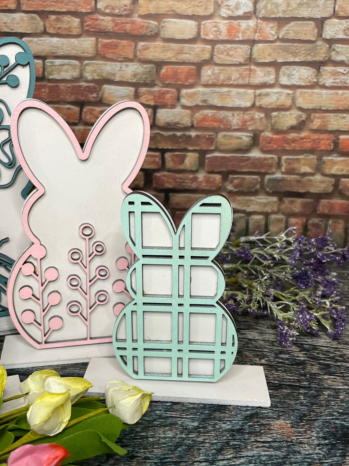 Set of 5 Bunny Shelf Sitters Easter Decor Spring Tiered - Etsy
