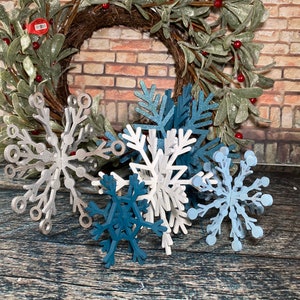 Set of 5 Wood Snowflakes Christmas Decor Christmas Tiered - Etsy