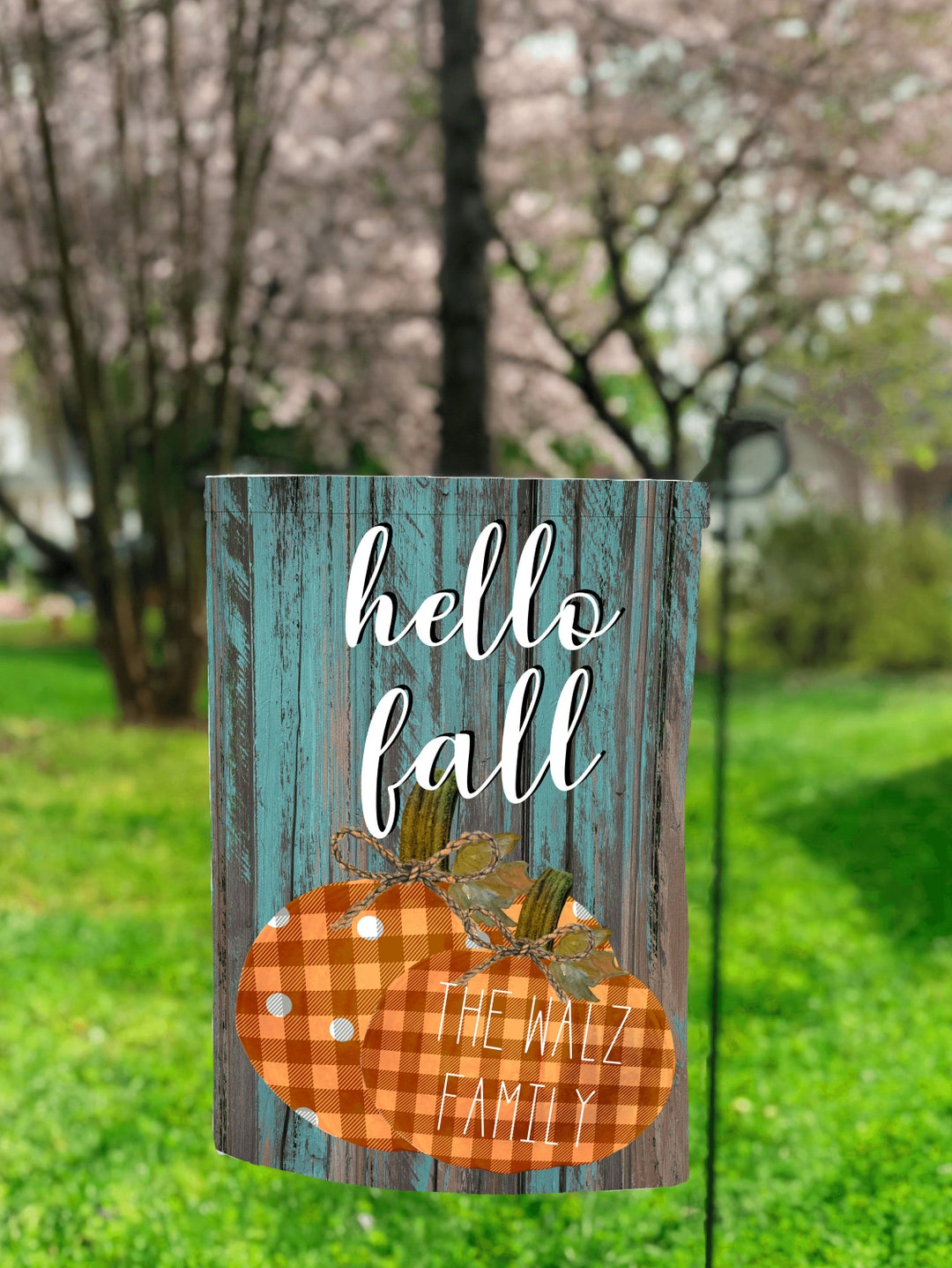 Plaid Pumpkin Garden Flag, Personalized Garden Flag, Fall Decor ...