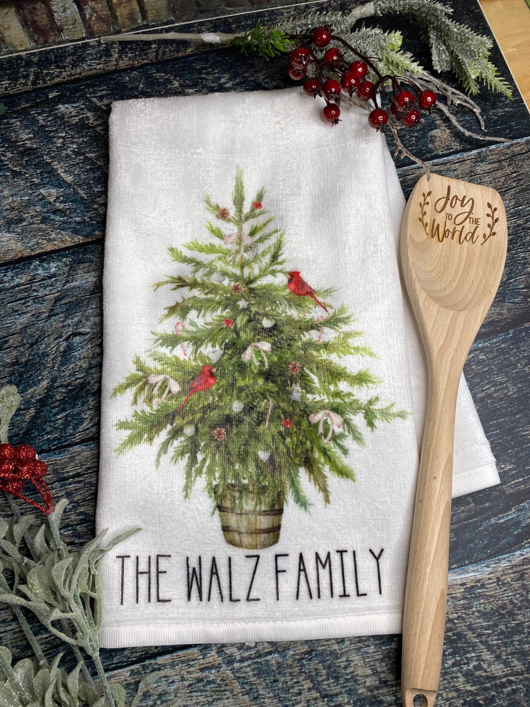 Farmhouse Christmas Tree Kitchen Towel, Christmas Kitchen Towels ...