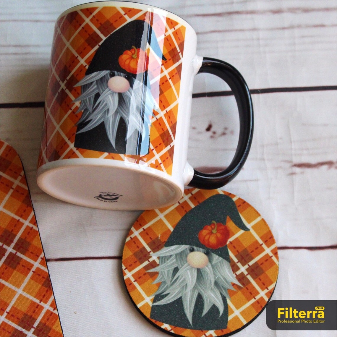 Fall Gnome Desk Set Mouse Pad Coaster & Coffee Mug Set - Etsy