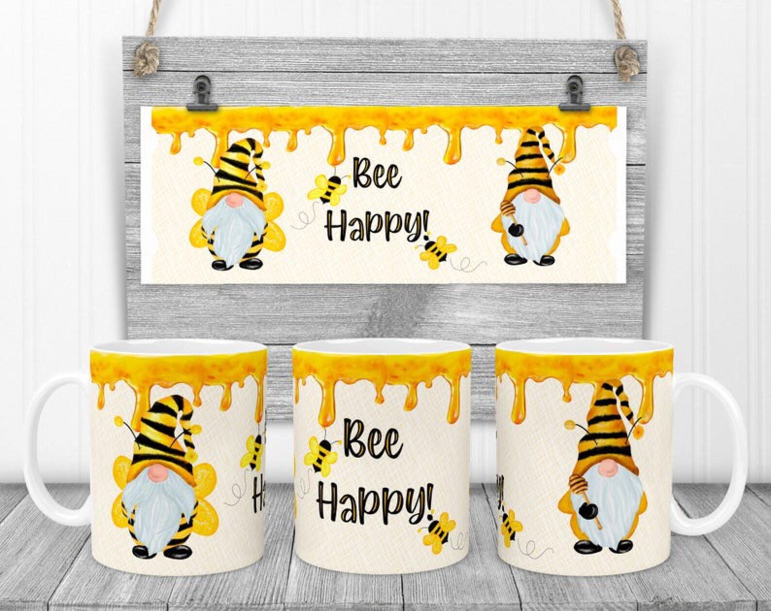 Bee Happy Mug Gnome Mug Coffee Mug Bee Coffee Mug Spring - Etsy