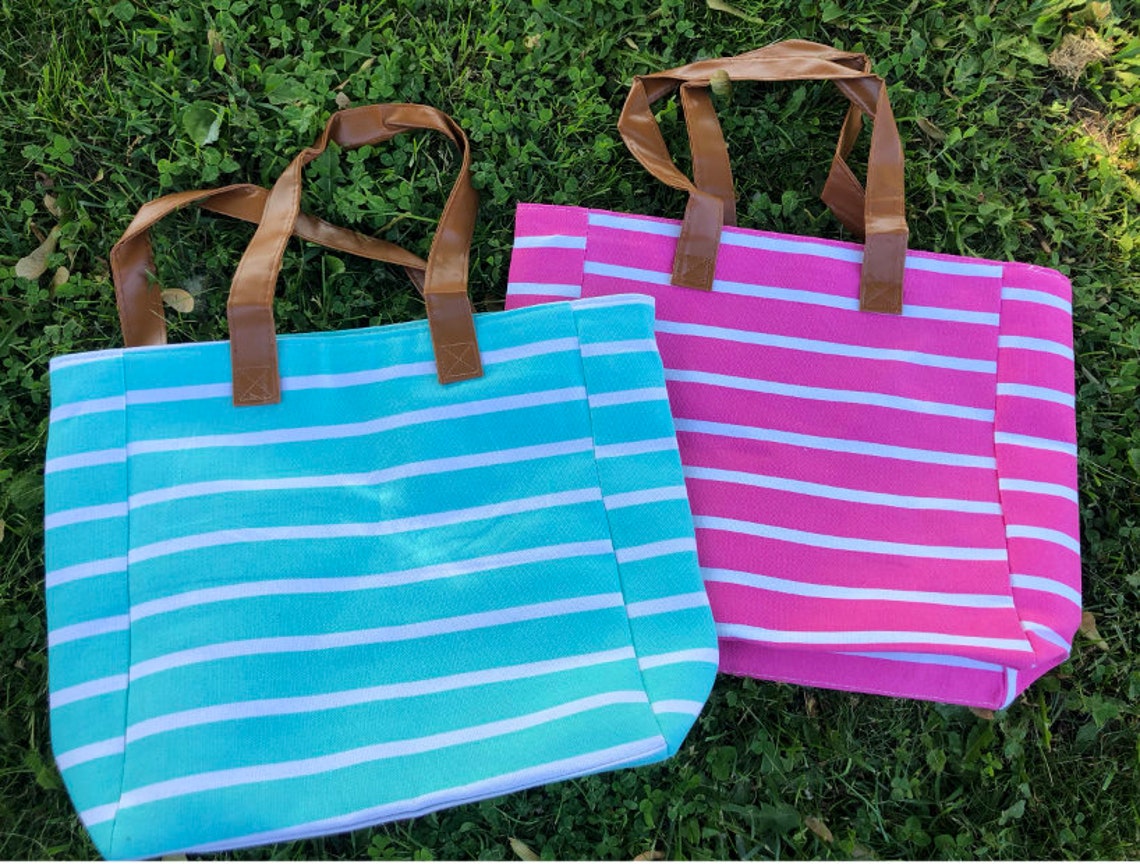 Striped Beach Bag Beach Bag Large Striped Beach Bag | Etsy