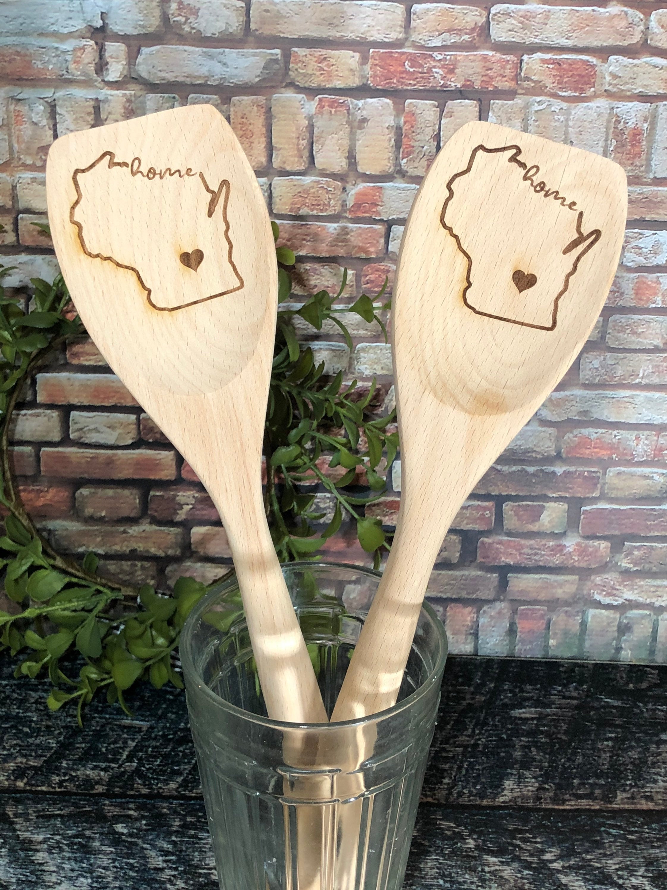 Wisconsin Wooden Spoons Home Gifts State Gifts Personalized - Etsy