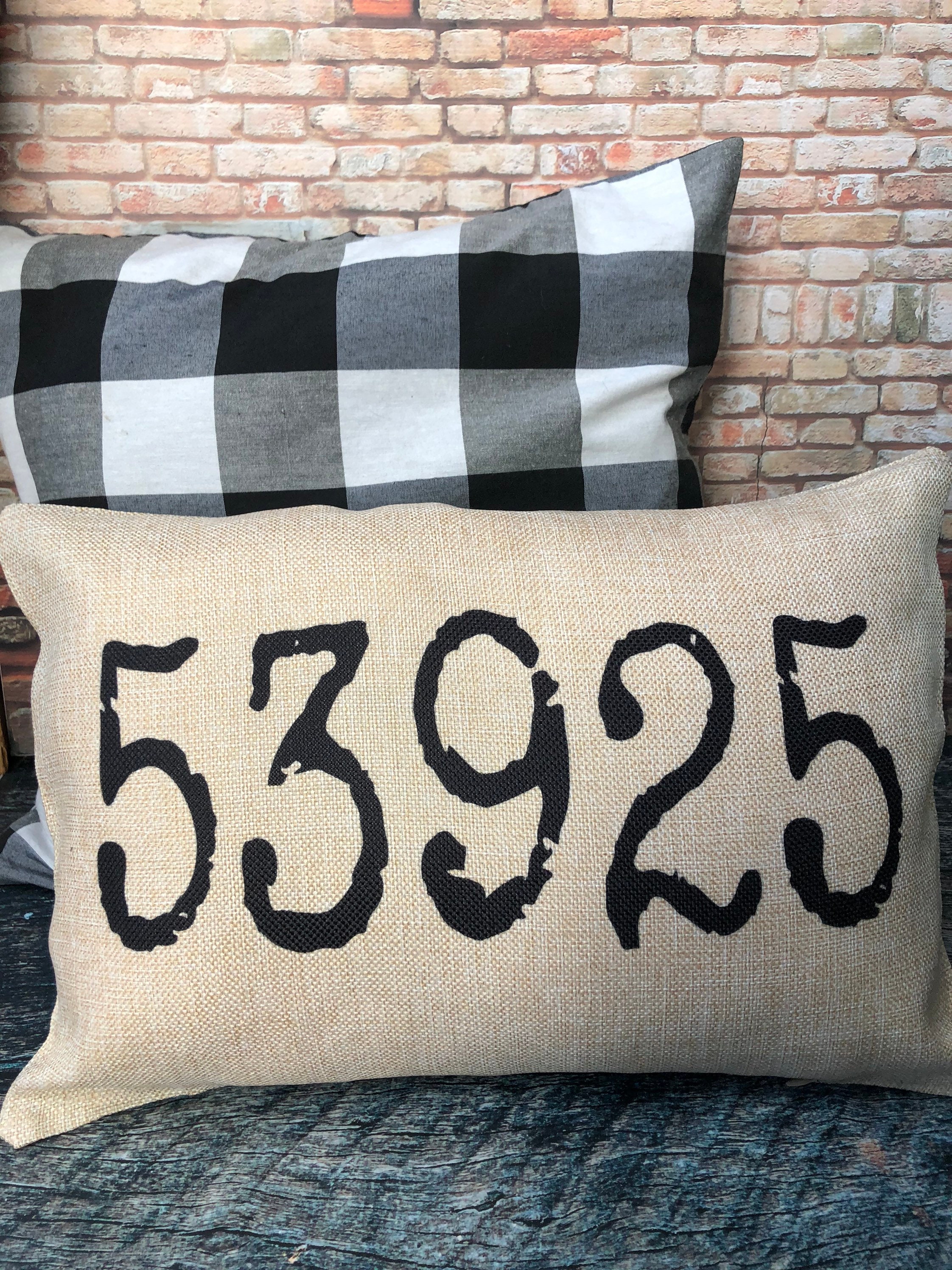 Zip Code Pillows Personalized Pillows Farmhouse Decor Etsy 