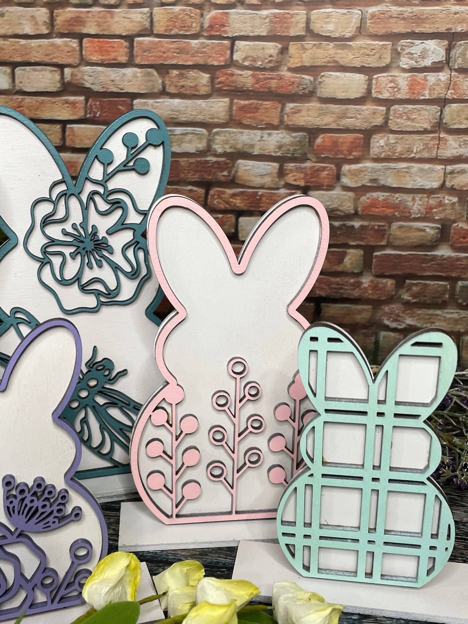 Set of 5 Bunny Shelf Sitters Easter Decor Spring Tiered - Etsy