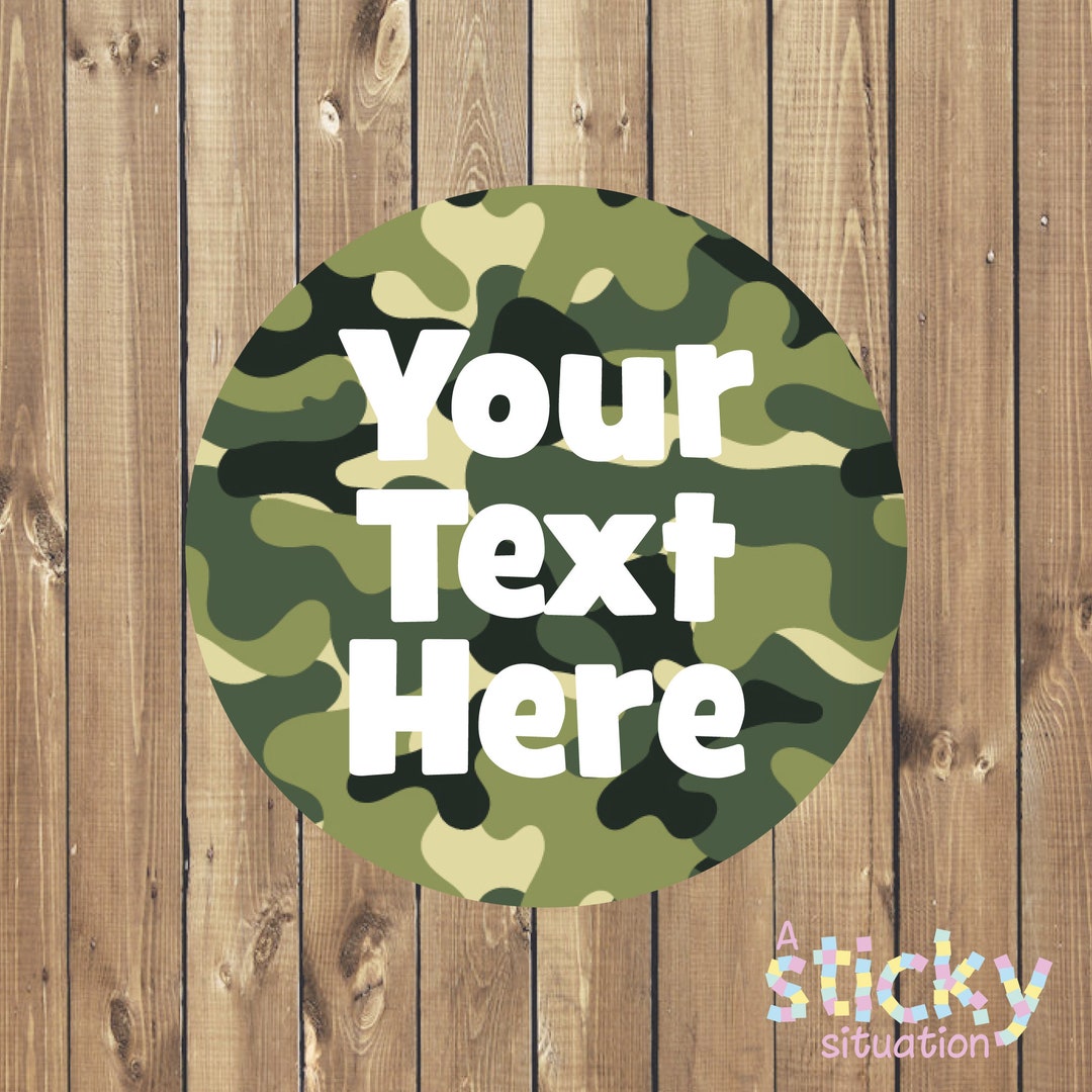Camouflage Stickers, Army Birthday Favor Labels, Thank You, Kids ...