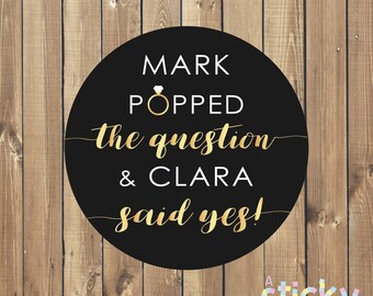 Personalized He Popped the Question Stickers, Wedding Stickers, Popped ...