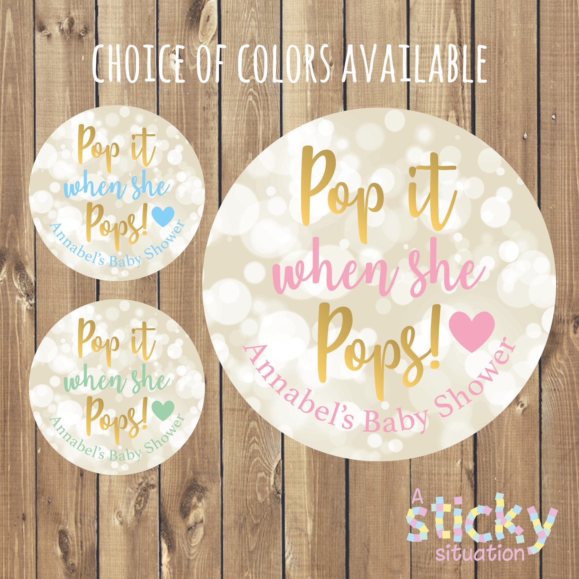 Pop it when she Pops Baby Shower Stickers Baby Shower Thank | Etsy