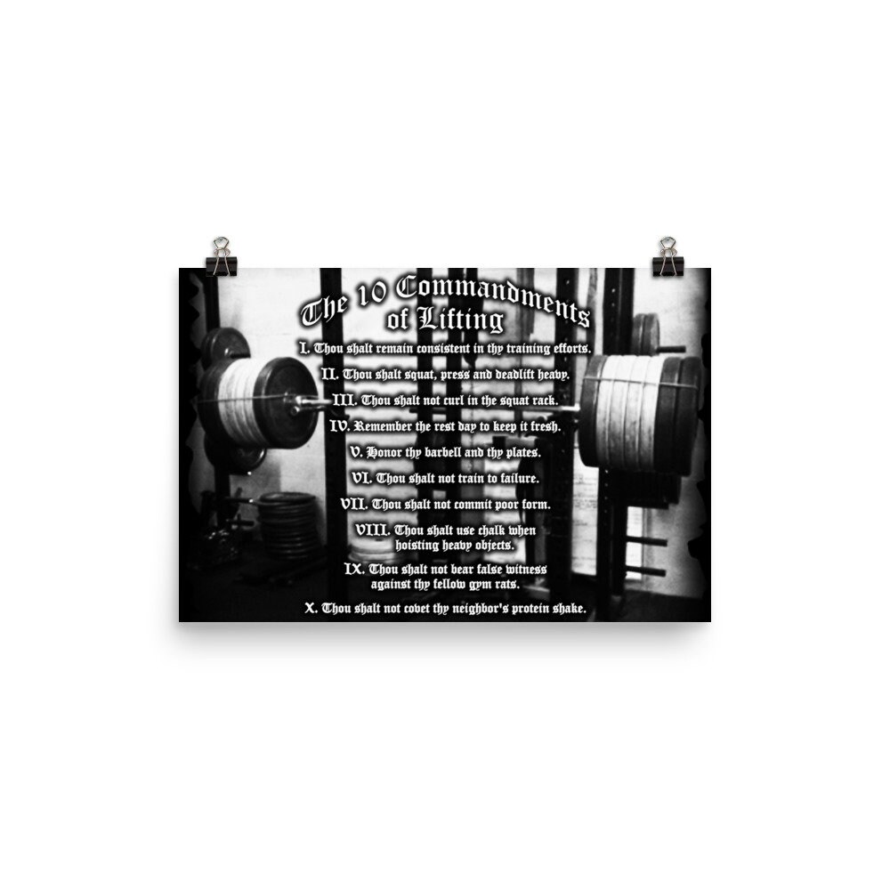 10 Commandments of Lifting Gym Poster Motivational Prints | Etsy