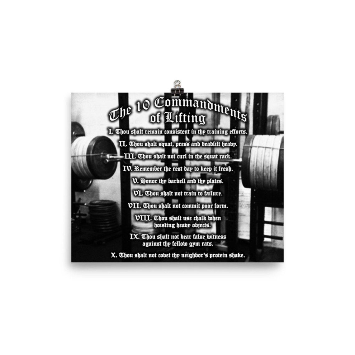 10 Commandments of Lifting Gym Poster Motivational Prints | Etsy