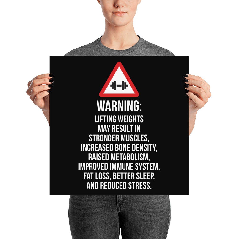 WARNING Lifting Weights Gym Poster Motivational Prints | Etsy