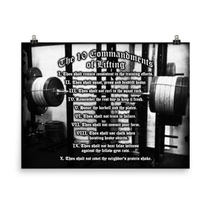 10 Commandments of Lifting, Gym Poster, Motivational Prints, Gift for ...