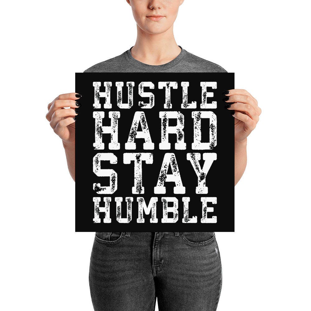 Hustle Hard, Stay Humble - Gym Poster, Motivational Prints, Gift for ...