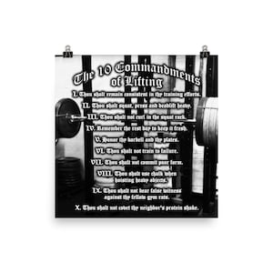 10 Commandments of Lifting, Gym Poster, Motivational Prints, Gift for ...