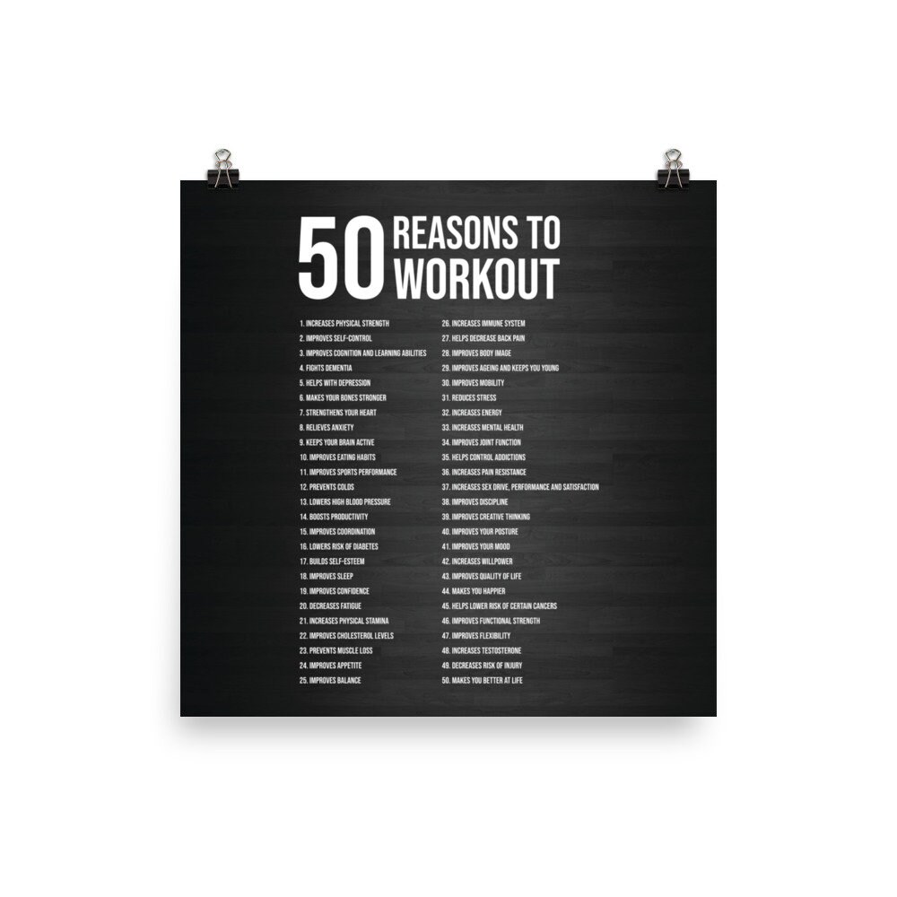 50 Reasons To Workout Gift Gym Poster Motivational Prints | Etsy