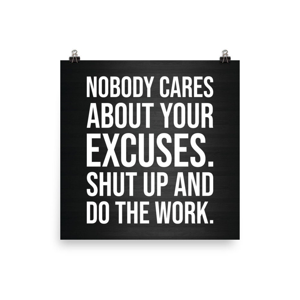 No Excuses Gym Poster Motivational Prints Gift for - Etsy
